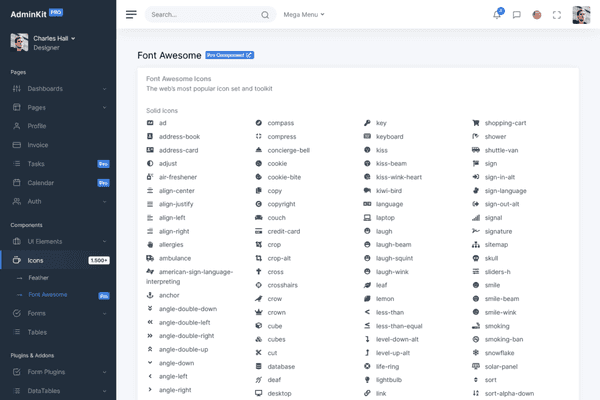 Font Awesome Admin & Dashboard Template - AdminKit